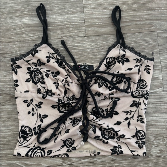 Dolls Kill | Tops | Dolls Kill Black And White Ruched Camisole | Poshmark